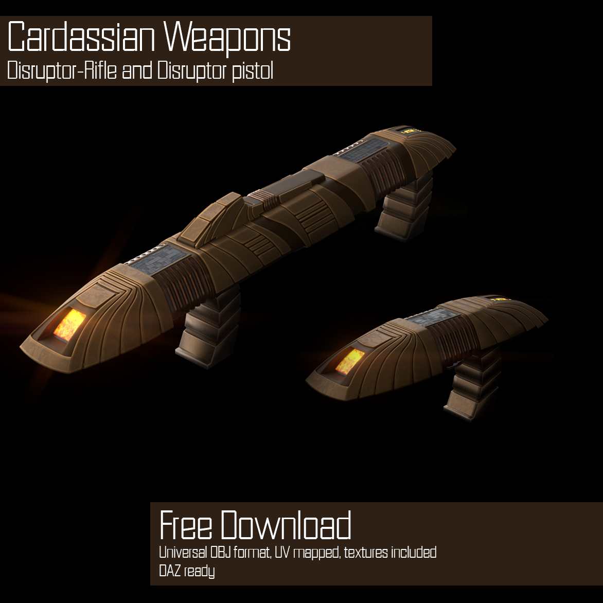 [Free Download] Cardassian Weapons for DAZ by Ryselle-Chan on DeviantArt