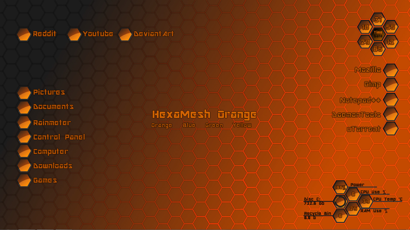 Rainmeter HexaMesh (Orange version) 1.0 by ColdDamage on DeviantArt