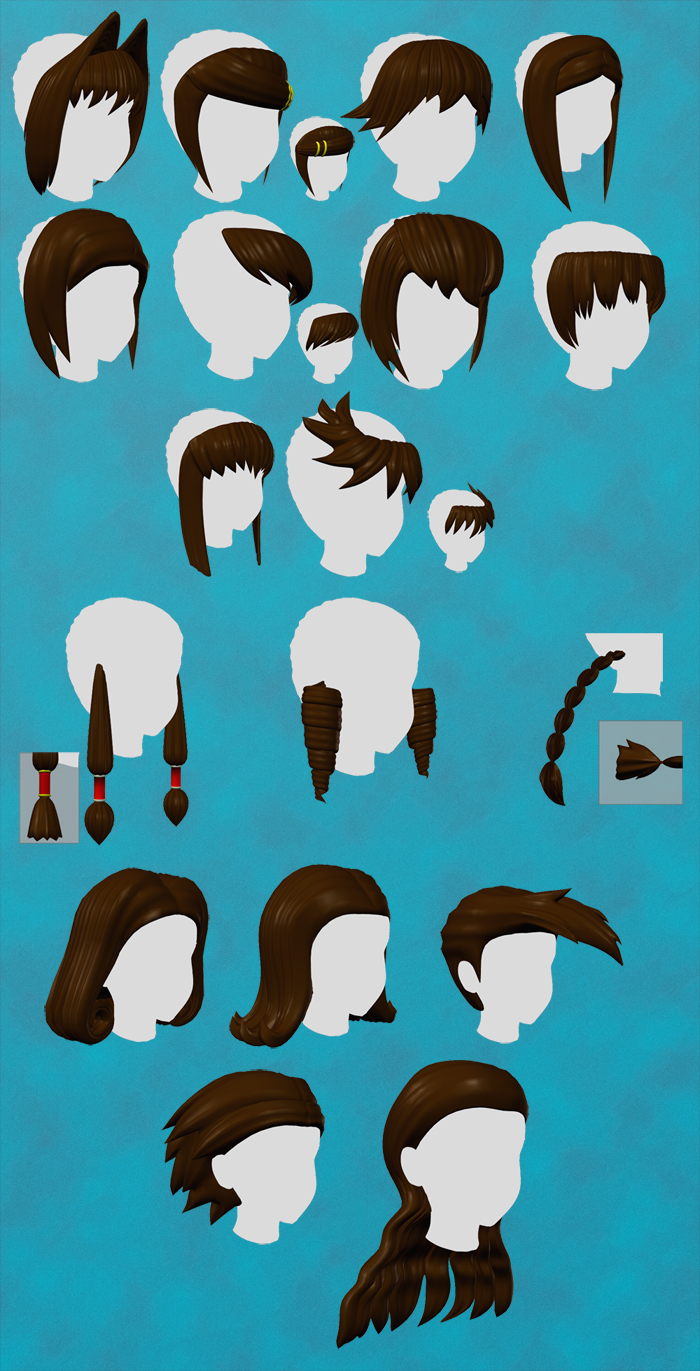 Anime Hair Set Vol.2 -Updated- by nekketsukyoujin on DeviantArt