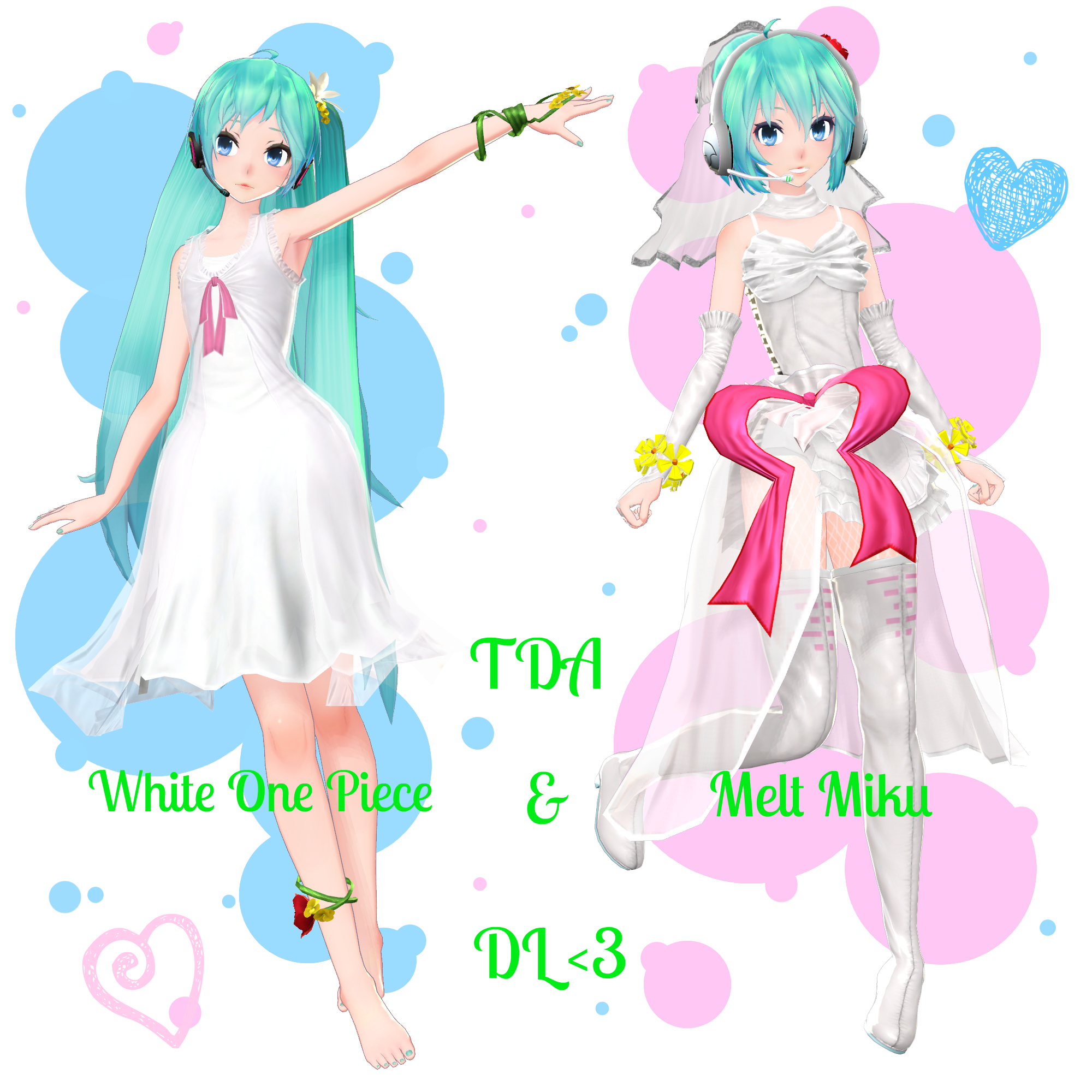 TDA White One Piece and Melt Miku dl : . by Sushi-Kittie on DeviantArt