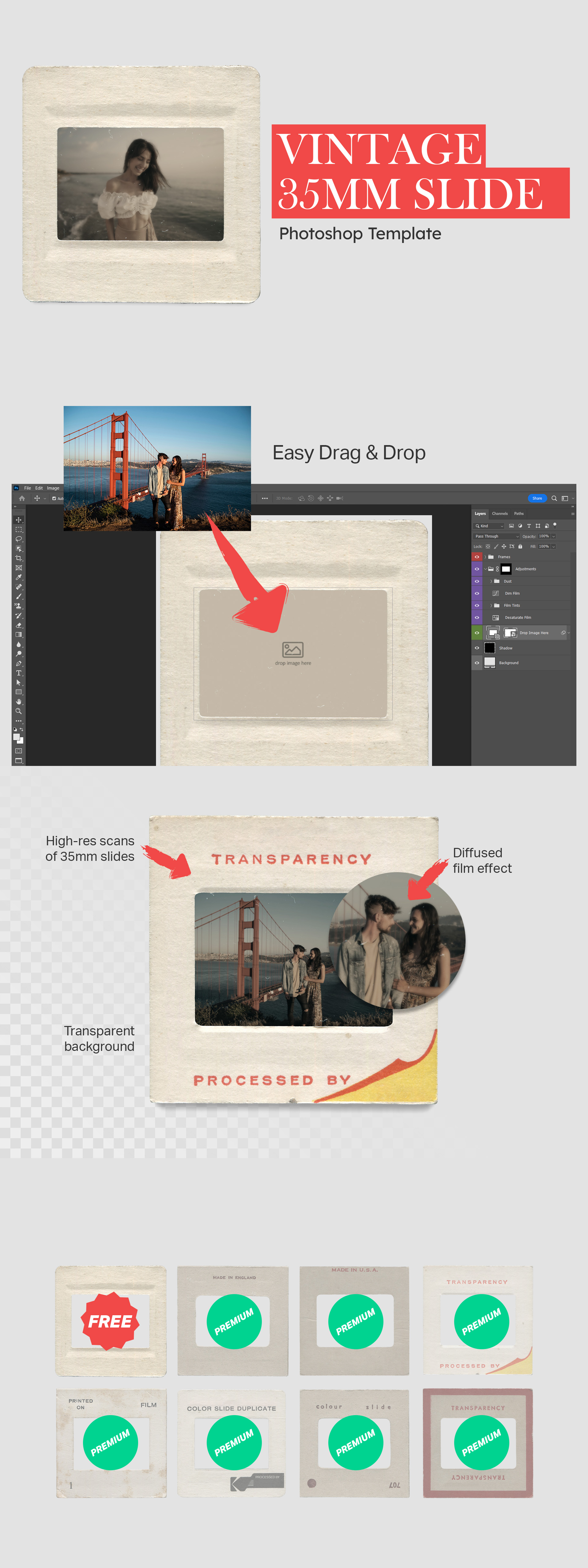 SparkleStock Vintage 35mm Slide Photoshop Template by ...