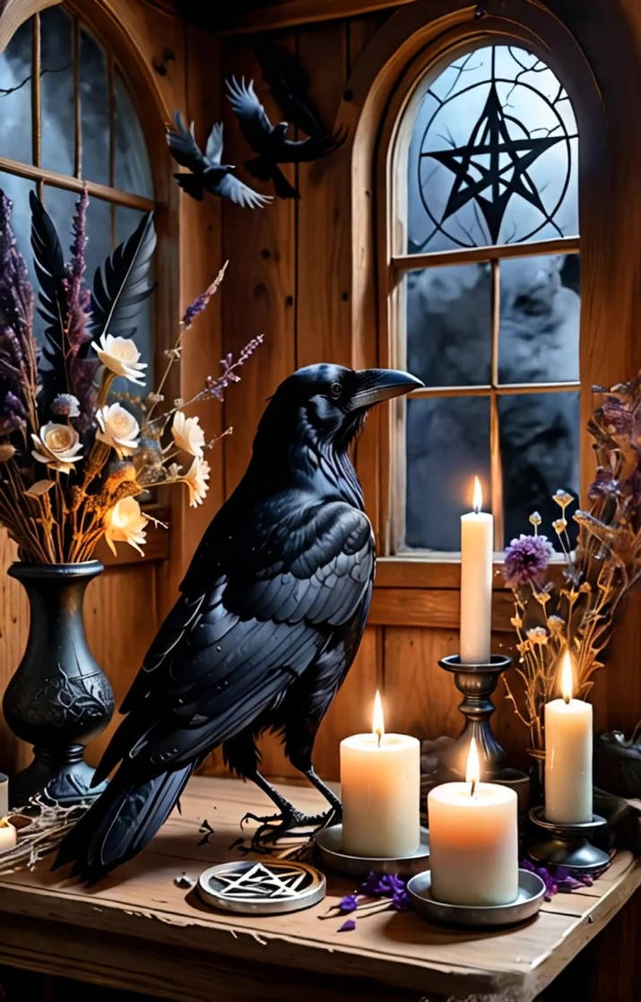 Crow on Wiccan Altar by PixelAlchemy777 on DeviantArt