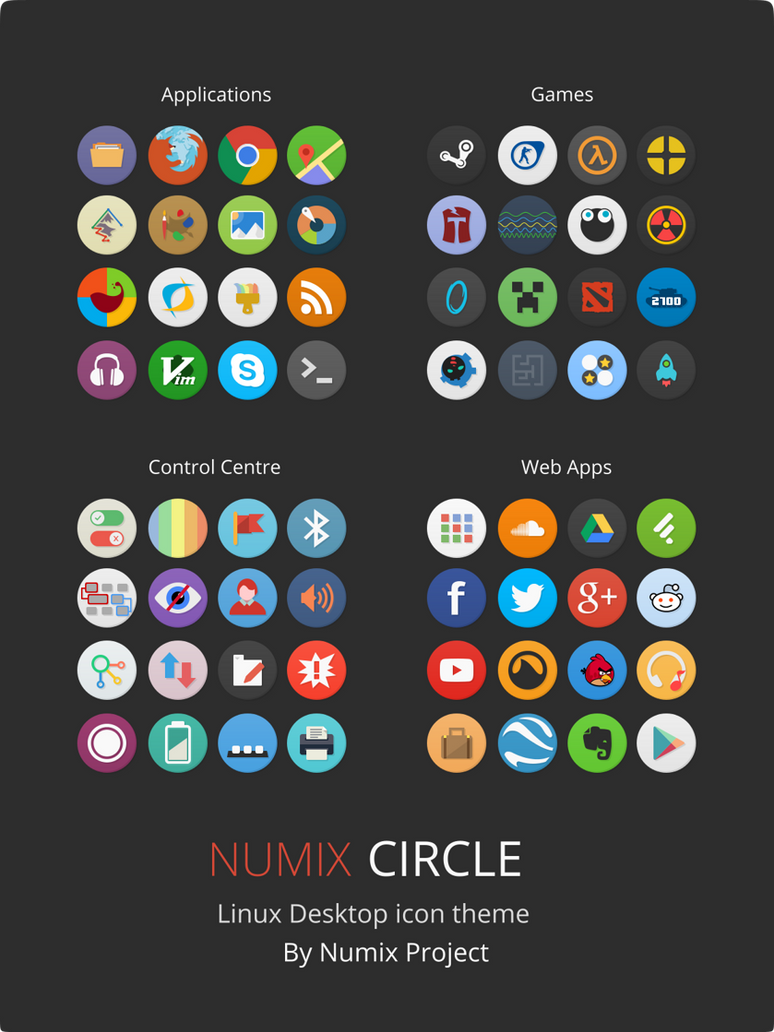 Numix-Circle Linux Desktop Icon Theme by me4oslav on DeviantArt