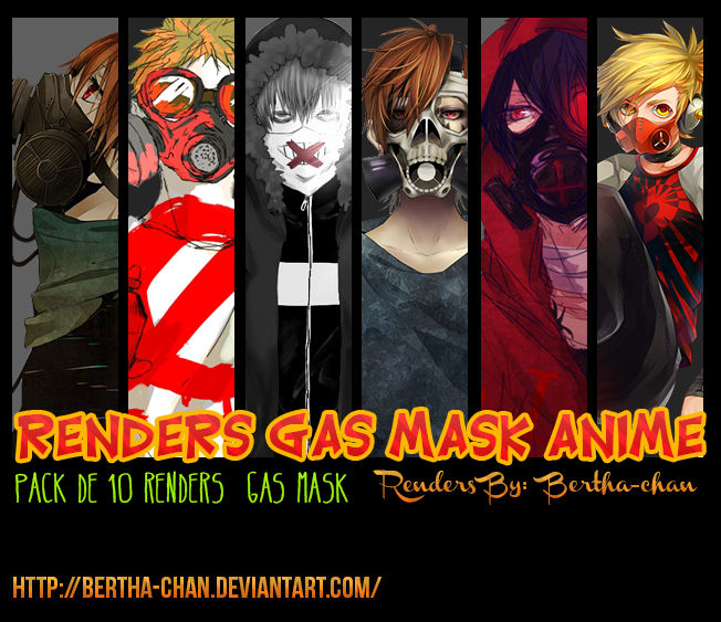 Pack de 10 renders gas mask Anime by Bertha-chan on DeviantArt