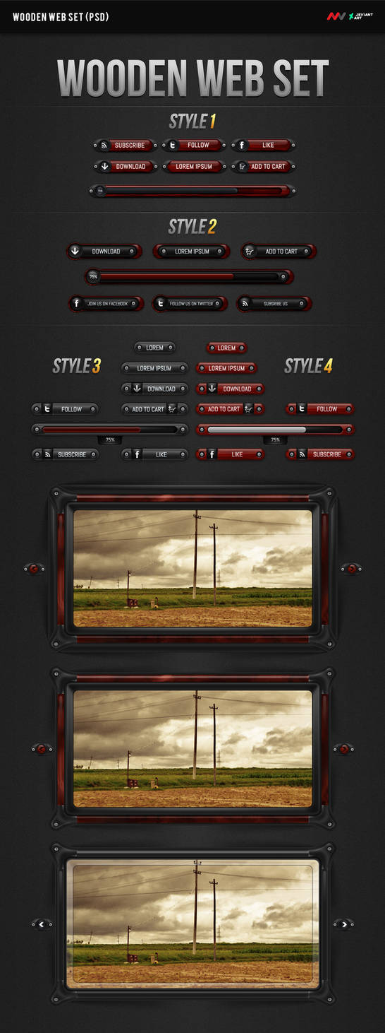 Wooden Web Set PSD by NishithV on DeviantArt