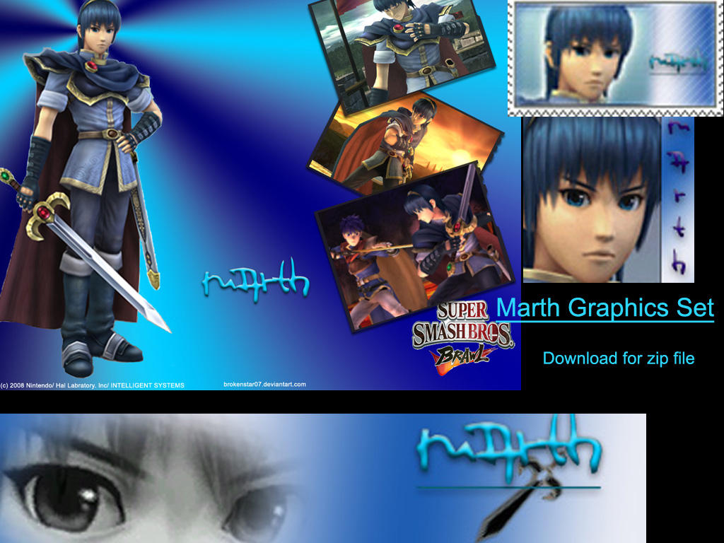 SSBB graphics set- Marth by Brokenstar07 on DeviantArt