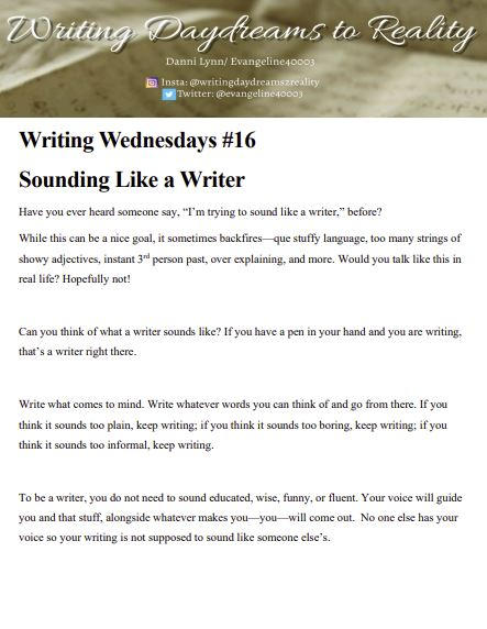 Writing Wednesdays Weekly #16 Sound Like a Writer by ...