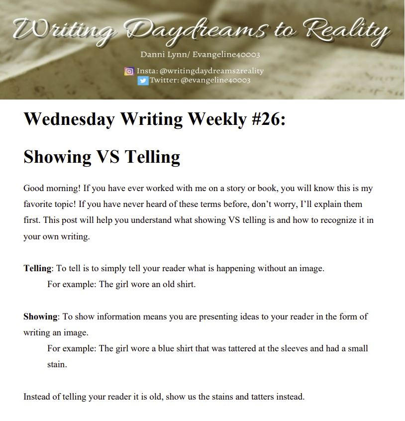 WWW 26--Showing VS Telling by writeddreams2reality on DeviantArt