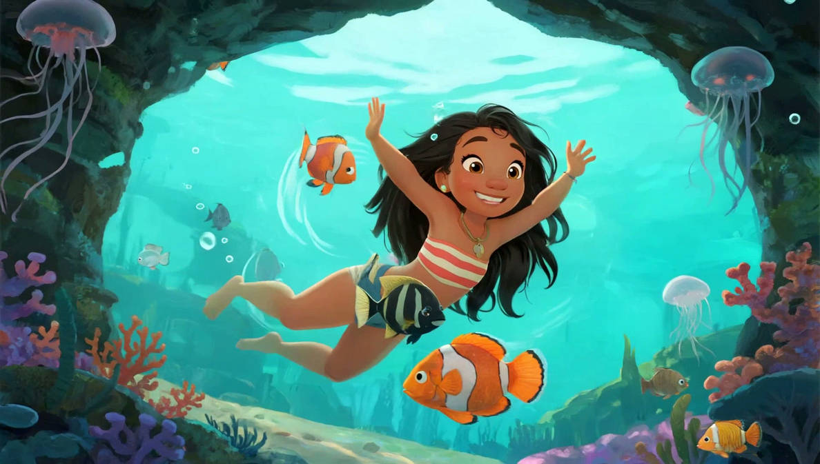 Girl Swims With The Fish Playing With Them by AIDeskTopWallpapers on ...