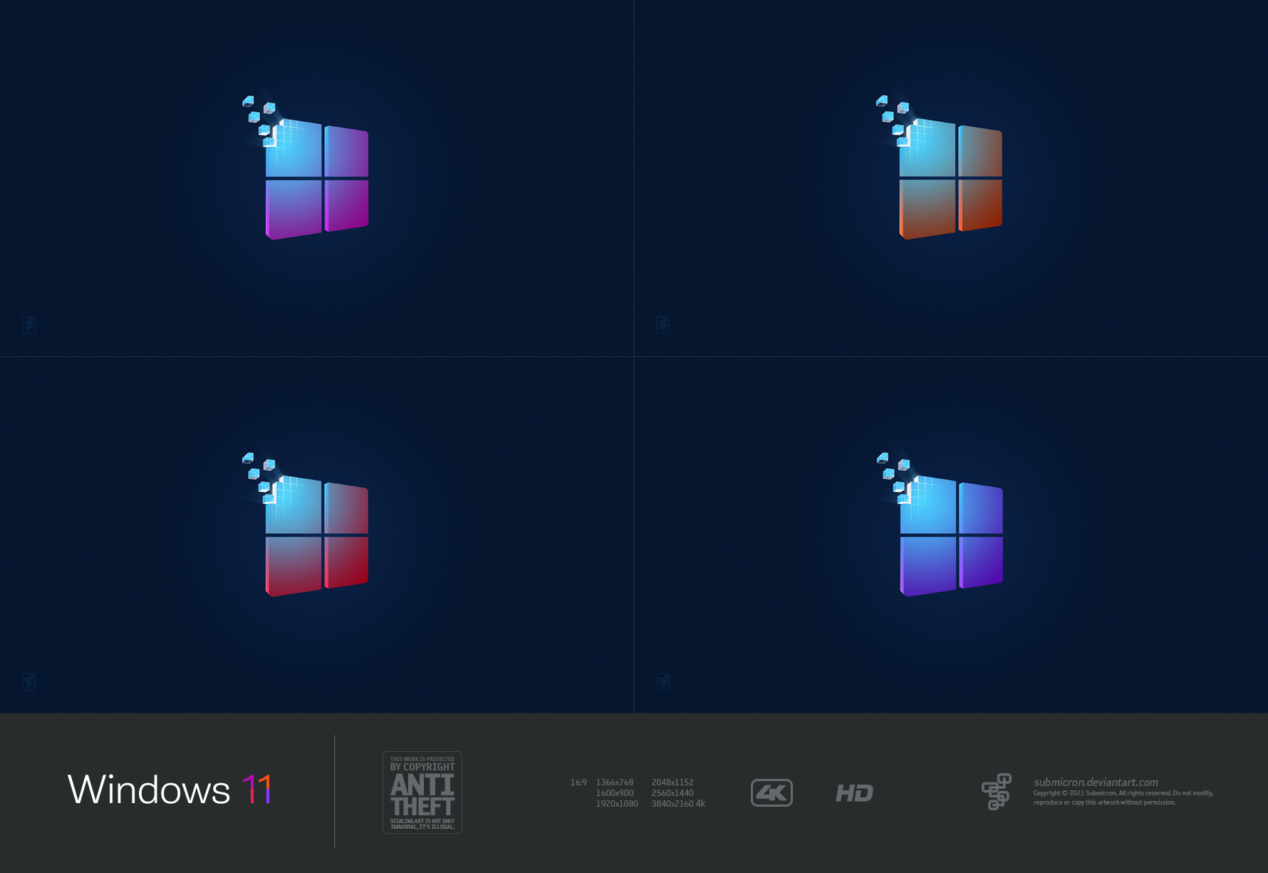 Windows 11 Dark Multi Color by submicron on DeviantArt