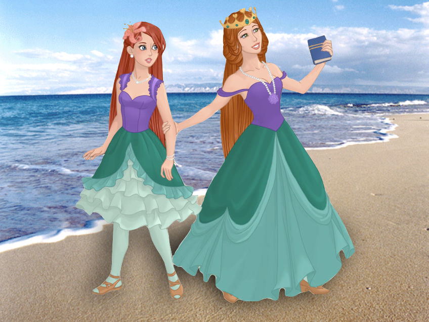 Young Ariel and Athena on the Shore by autumnrose83 on DeviantArt