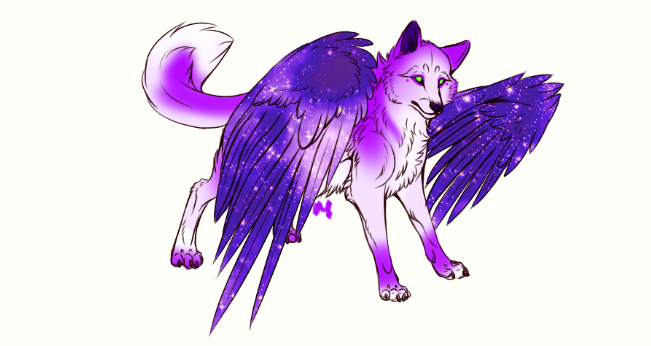 Cute Cartoon Wolf With Wings