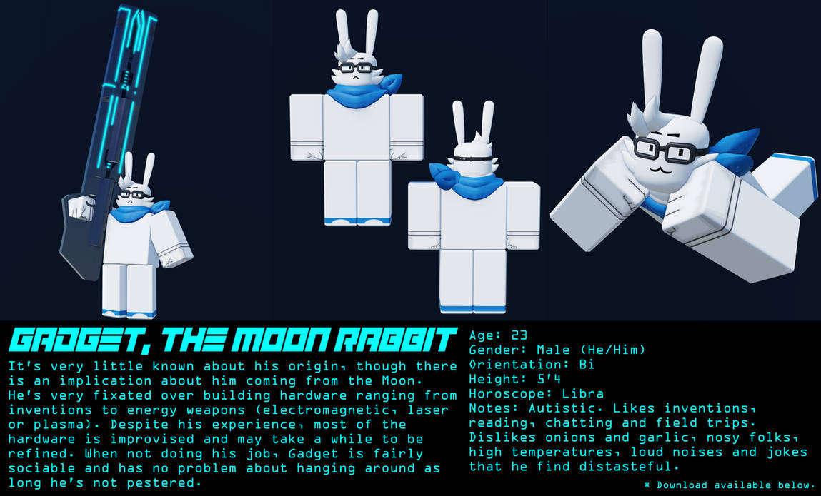 ROBLOX - OC ref sheet: Gadget, the Moon Rabbit. by CodyDBuni on DeviantArt