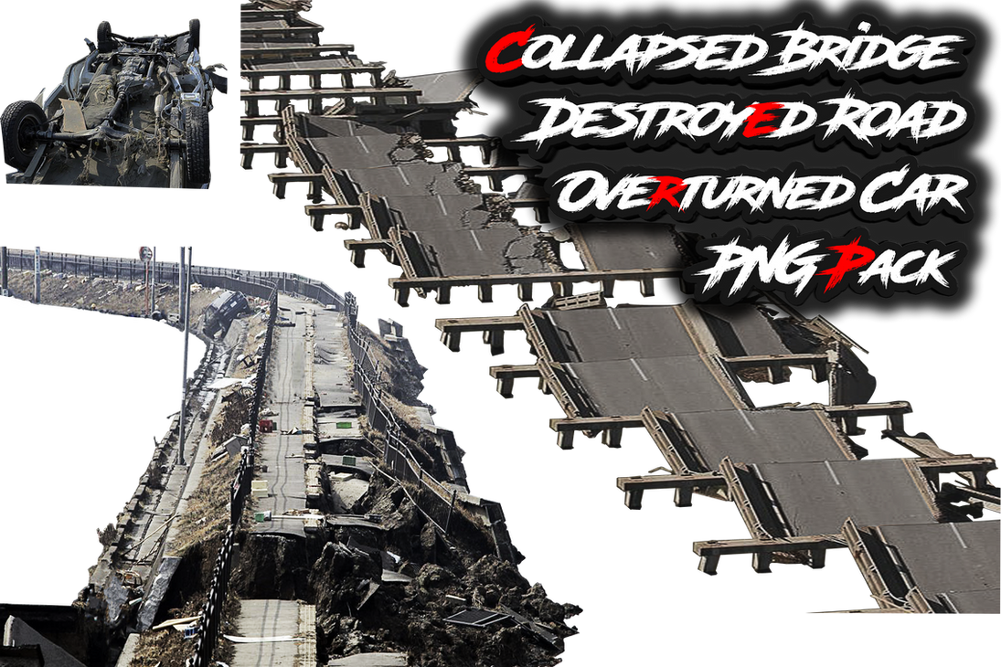 Collapsed Bridge, Destroyed Road Overturned Car by AchosenReject on ...