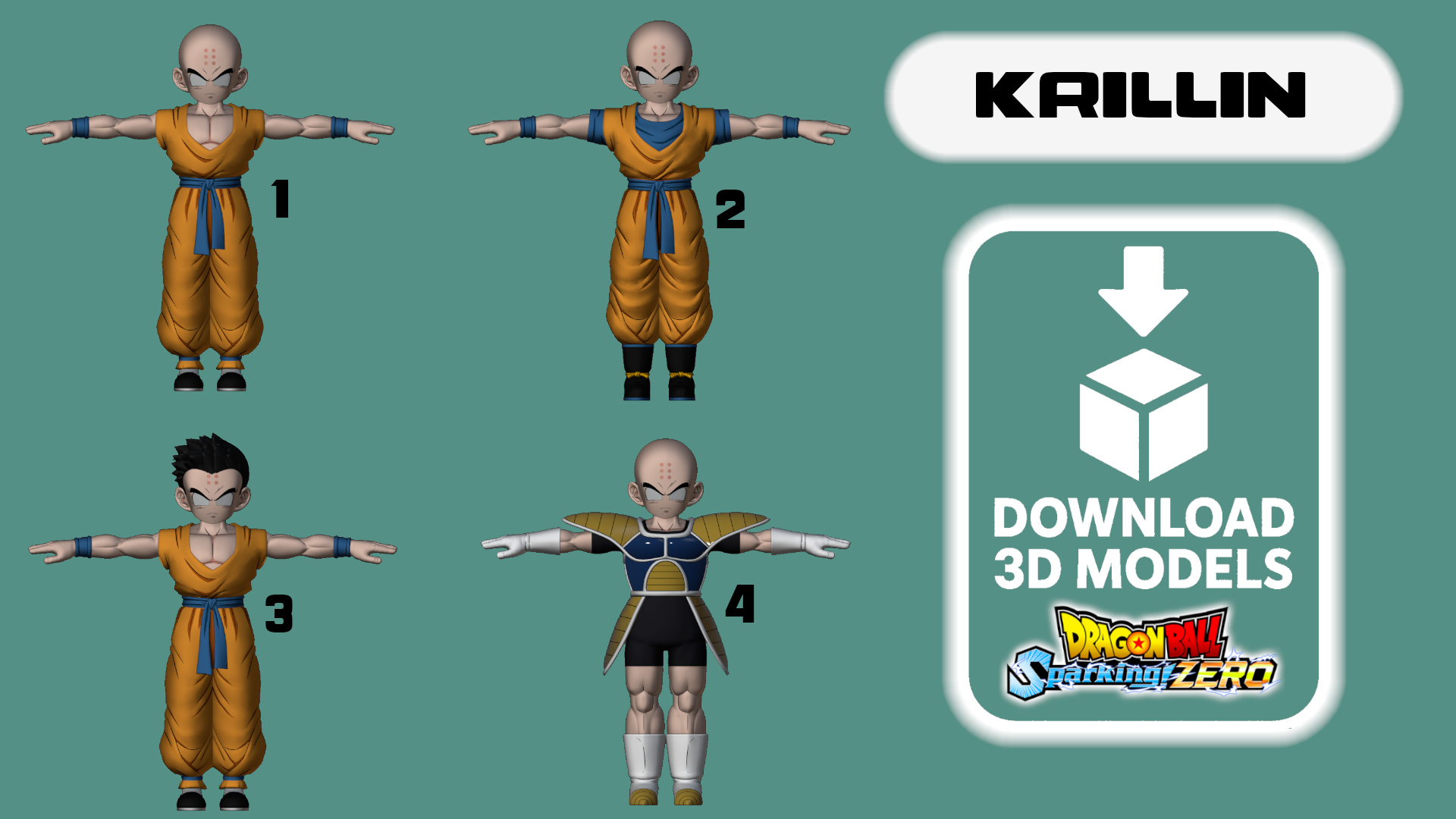Sparking 0 3D Model - Krillin by TheFlockers on DeviantArt
