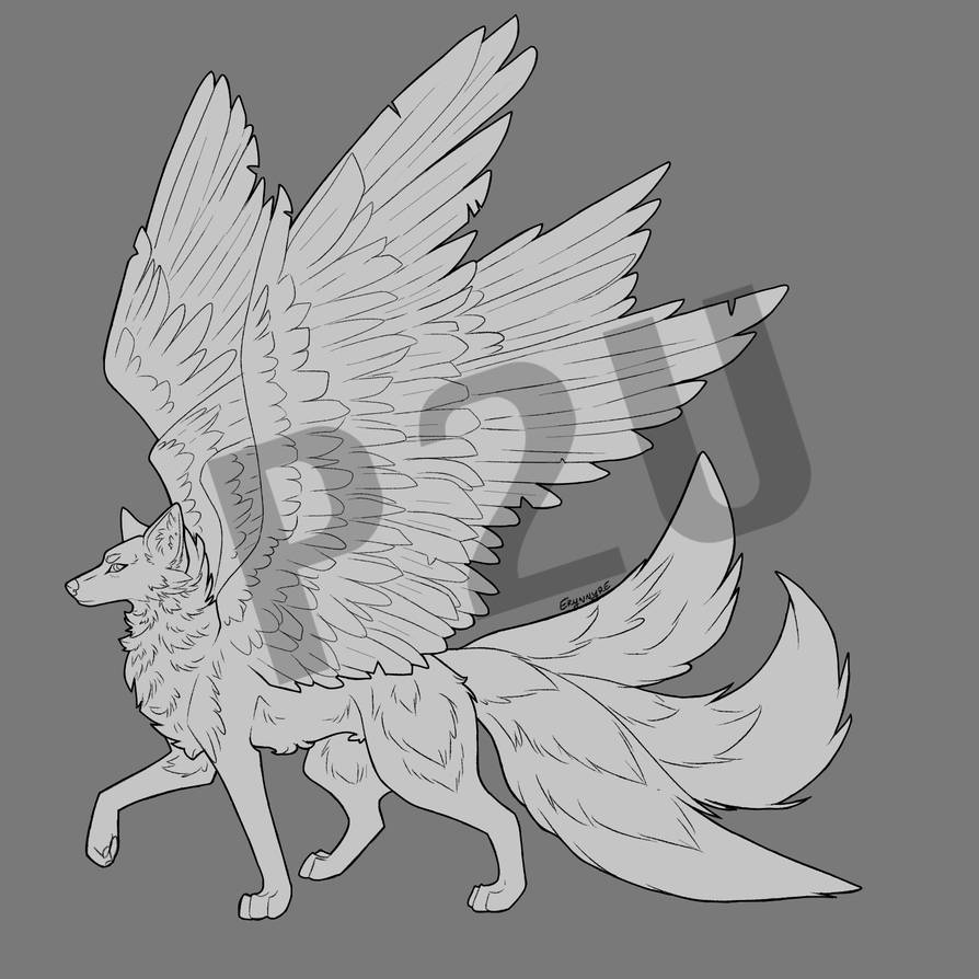[$1] Winged Wolf Base by Erynnyre on DeviantArt