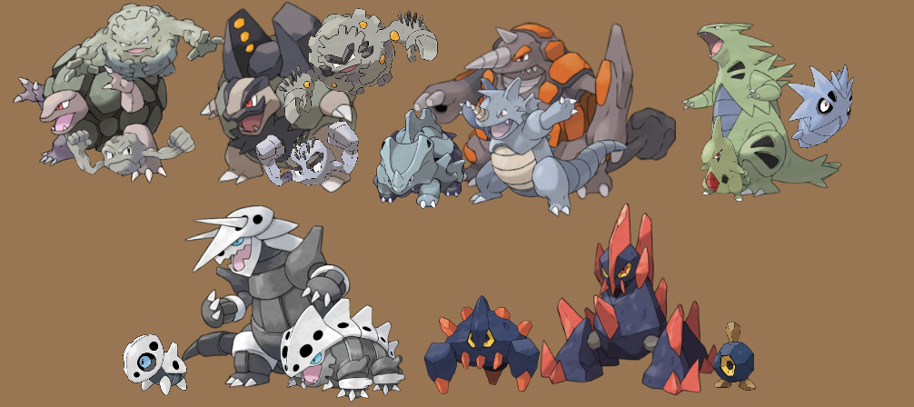 Pokemon: 3-Stage Families - Rock Types by quintonshark8713 on DeviantArt