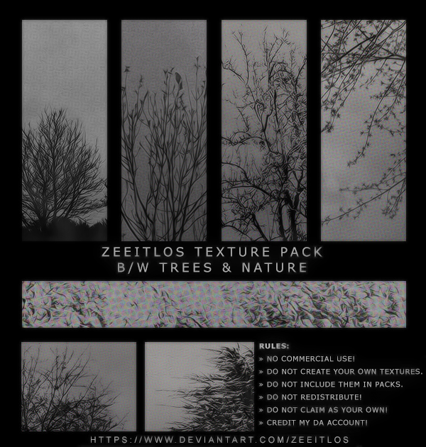 b/w trees and nature --- texture pack by zeeitlos on DeviantArt