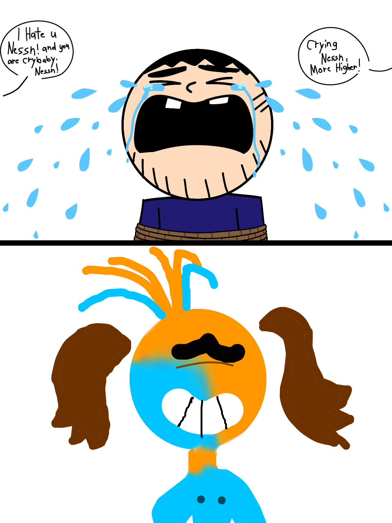 Xavier laughing at Nessn crying like a baby by FerbNetworkOfficial on DeviantArt