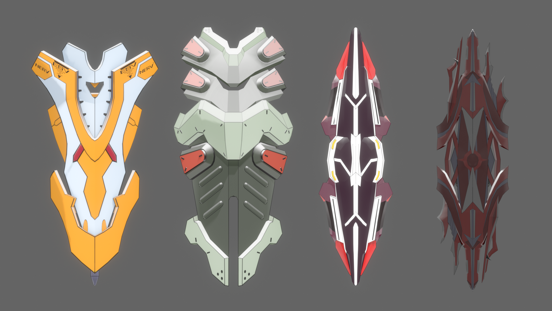 Evangelion Battlefields - Shields XPS/GLTF by o-DV89-o on DeviantArt