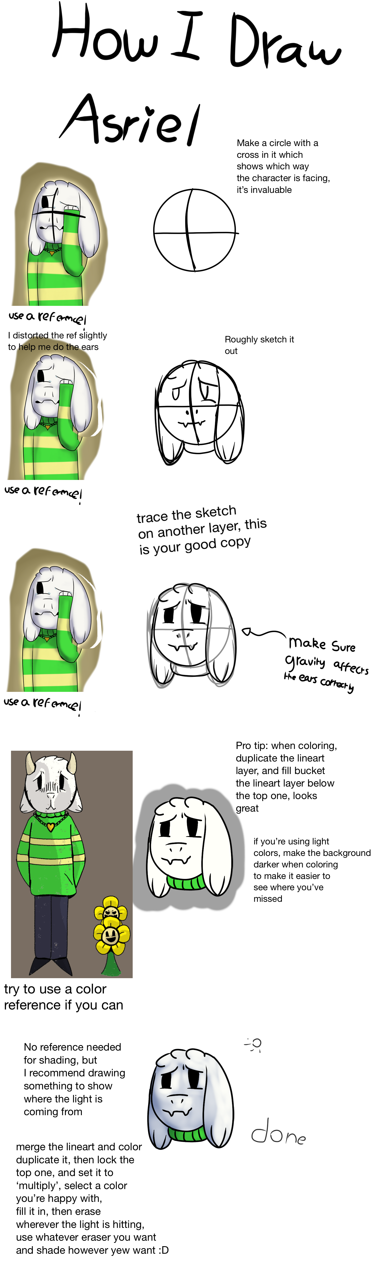 How I draw Asriel by SillyDaphney on DeviantArt