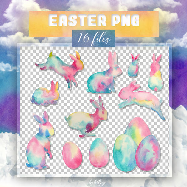 PNG PACK #21: Easter Bunny (watercolor) by lollipop3103 on DeviantArt