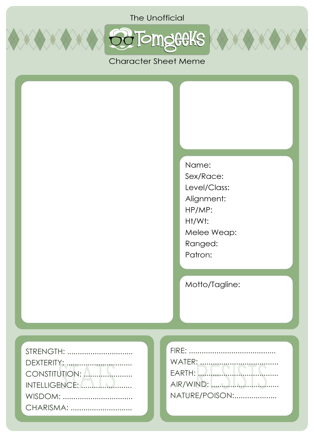 TomGeeks Character Sheet Meme by riftmaker on DeviantArt