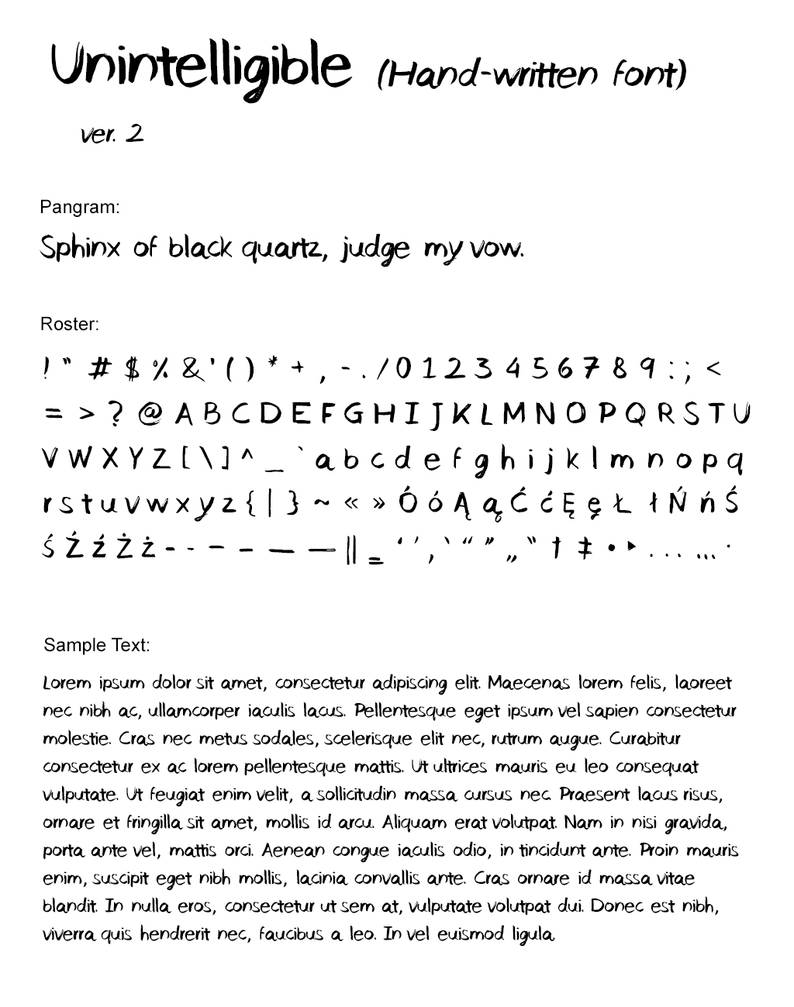 'Unintelligible' Handwritten Font by IsoRen245 on DeviantArt