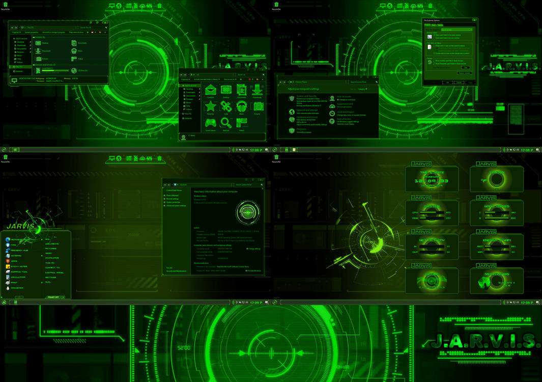 Jarvis Green Premium Theme for Windows 10 by protheme on DeviantArt