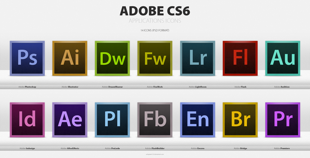Adobe CS6 Applications Icons (PSD Format) by anhgreen123 on DeviantArt