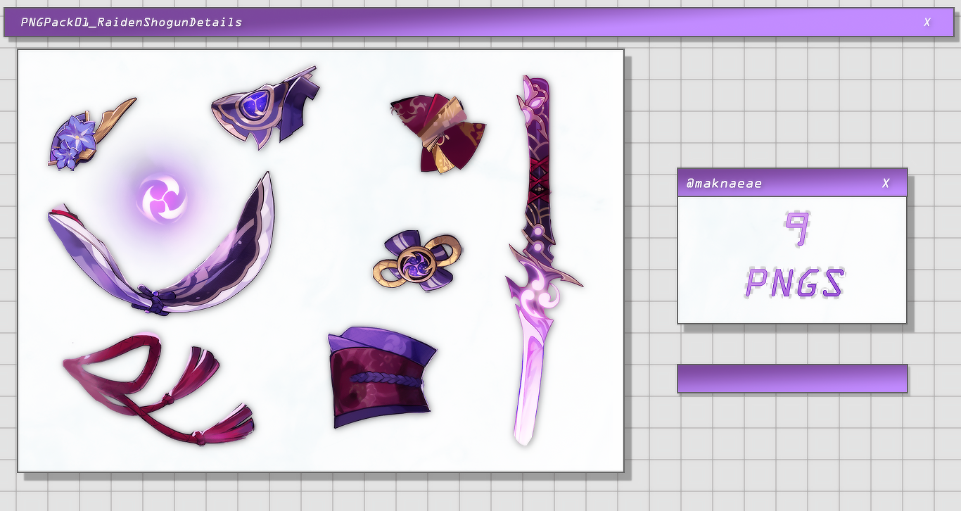 PNG Pack 01 - Genshin Impact Raiden Shogun Details by maknaeae on ...