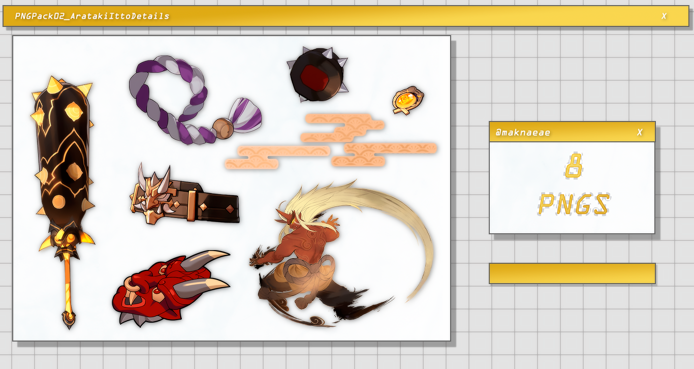 PNG Pack 02 - Genshin Impact Arataki Itto Details by maknaeae on DeviantArt