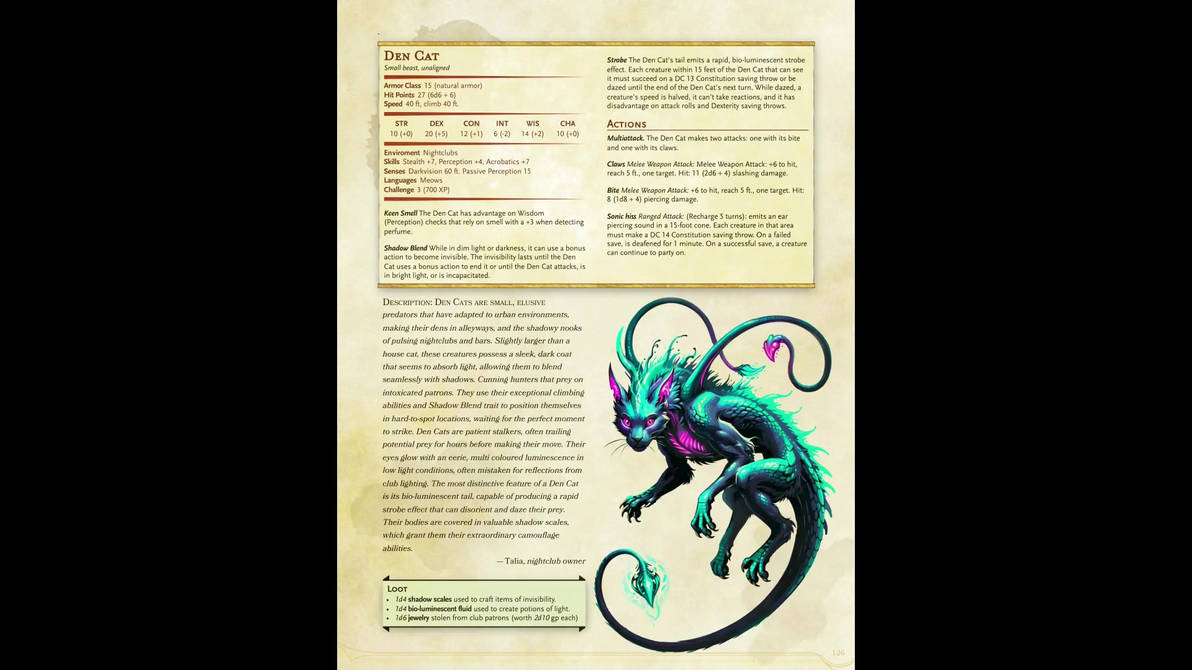Monster Manual - Den Cat (animated) by TaliaRebellious on DeviantArt