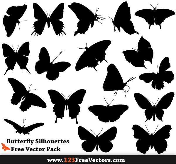 Free Butterfly Silhouette Vector Pack by 123freevectors on DeviantArt