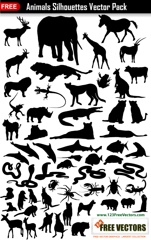 Animals Silhouettes Collection Vector Pack by 123freevectors on DeviantArt
