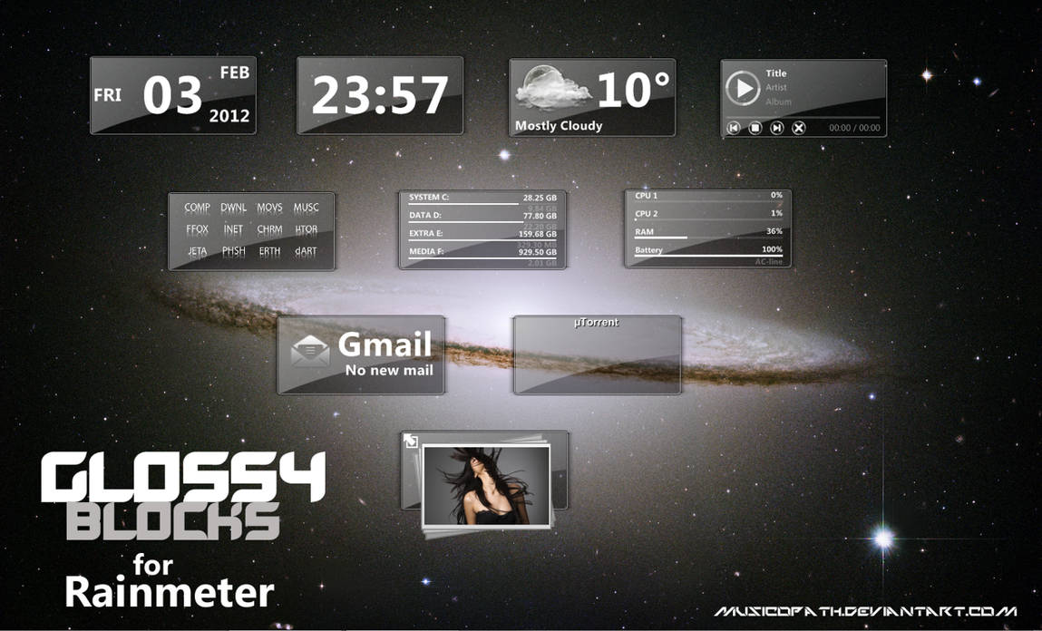 GLOSSY BLOCKS for Rainmeter by musicopath on DeviantArt
