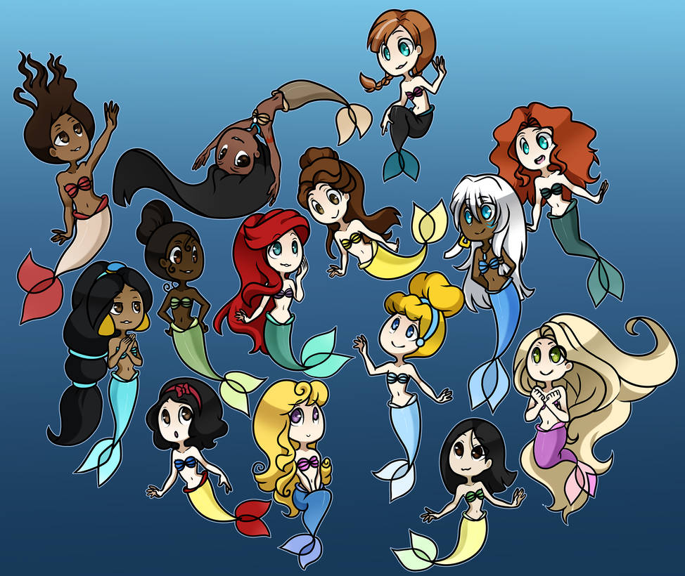 Chibi Disney Princess Mermaids by ChelseaStory on DeviantArt