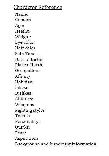Character Reference:: written by twitchglitch on DeviantArt