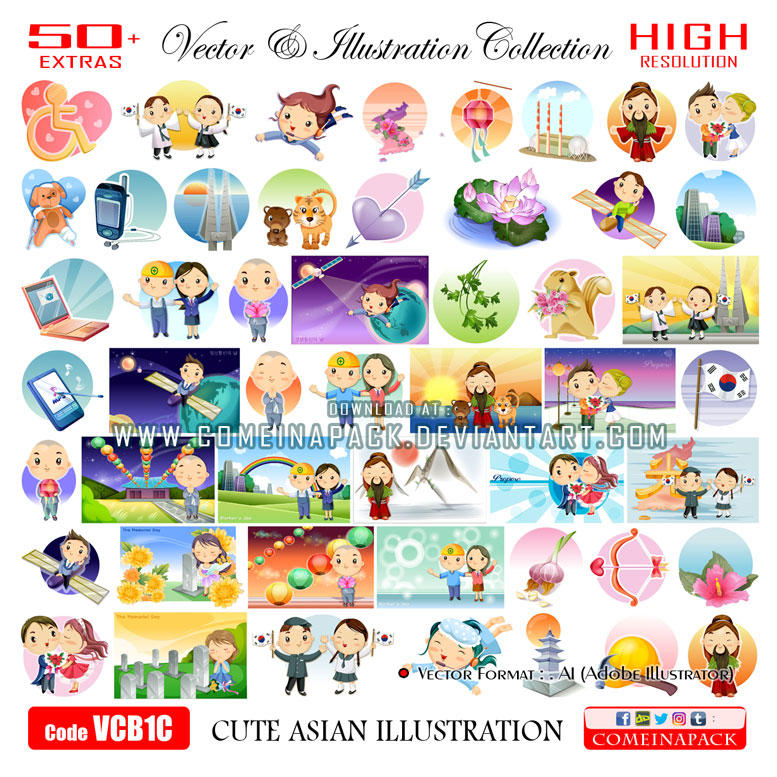 Vector Collection : Cute Asian Illustration VCB1C by comeinapack on ...