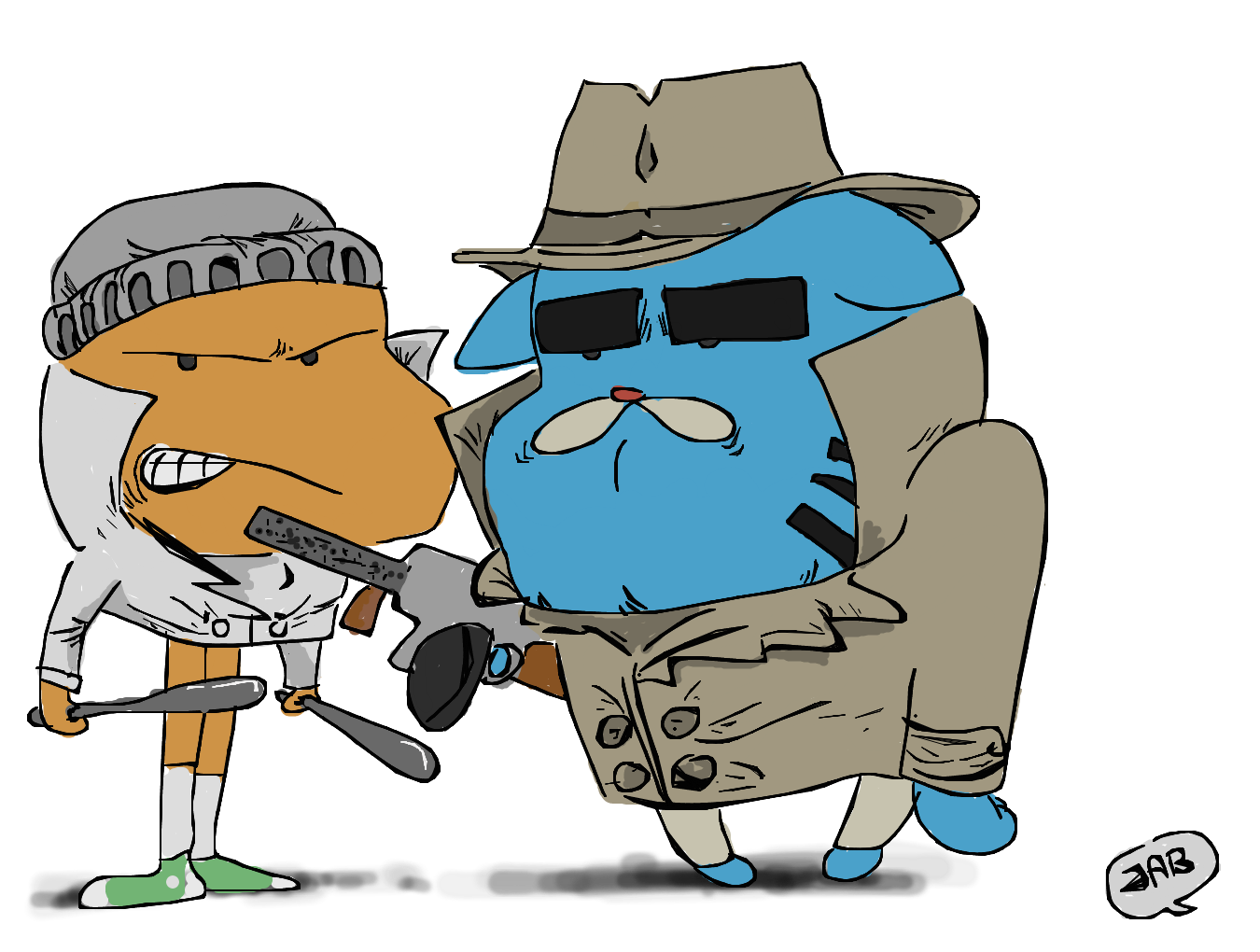 Gumball and Darwin gansters by jabd on DeviantArt