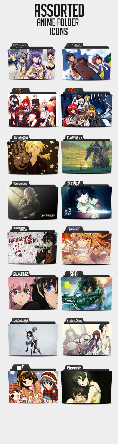 Assorted Anime Folder Icons by FinnSanity on DeviantArt