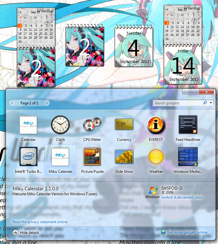 Hatsune Miku Calendar Gadget by IWSFOD-D on DeviantArt