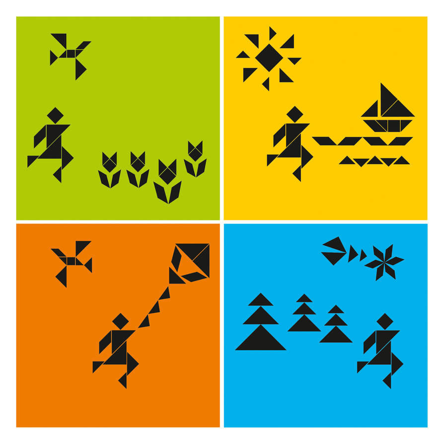 Tangram seasons by prettykittyandbadcat on DeviantArt