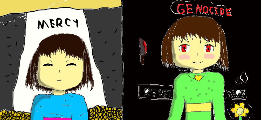 Frisk and Chara Mercy or Genocide by friskrocks on DeviantArt