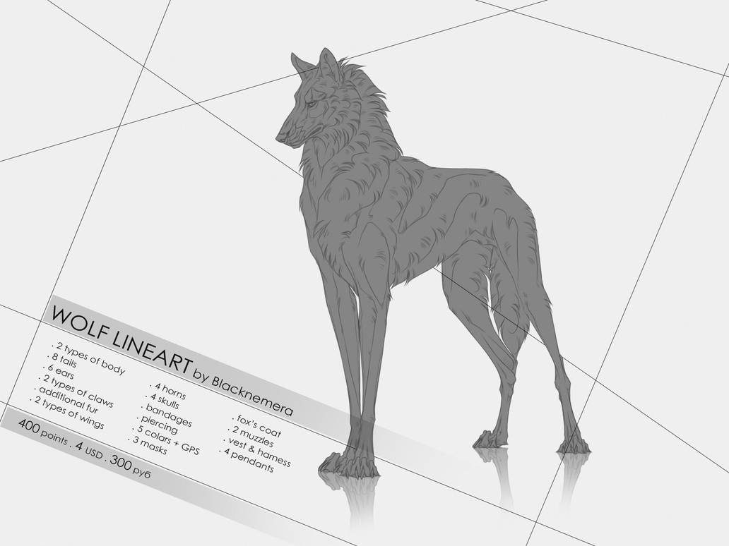 P2U Wolf Lineart by Blacknemera on DeviantArt