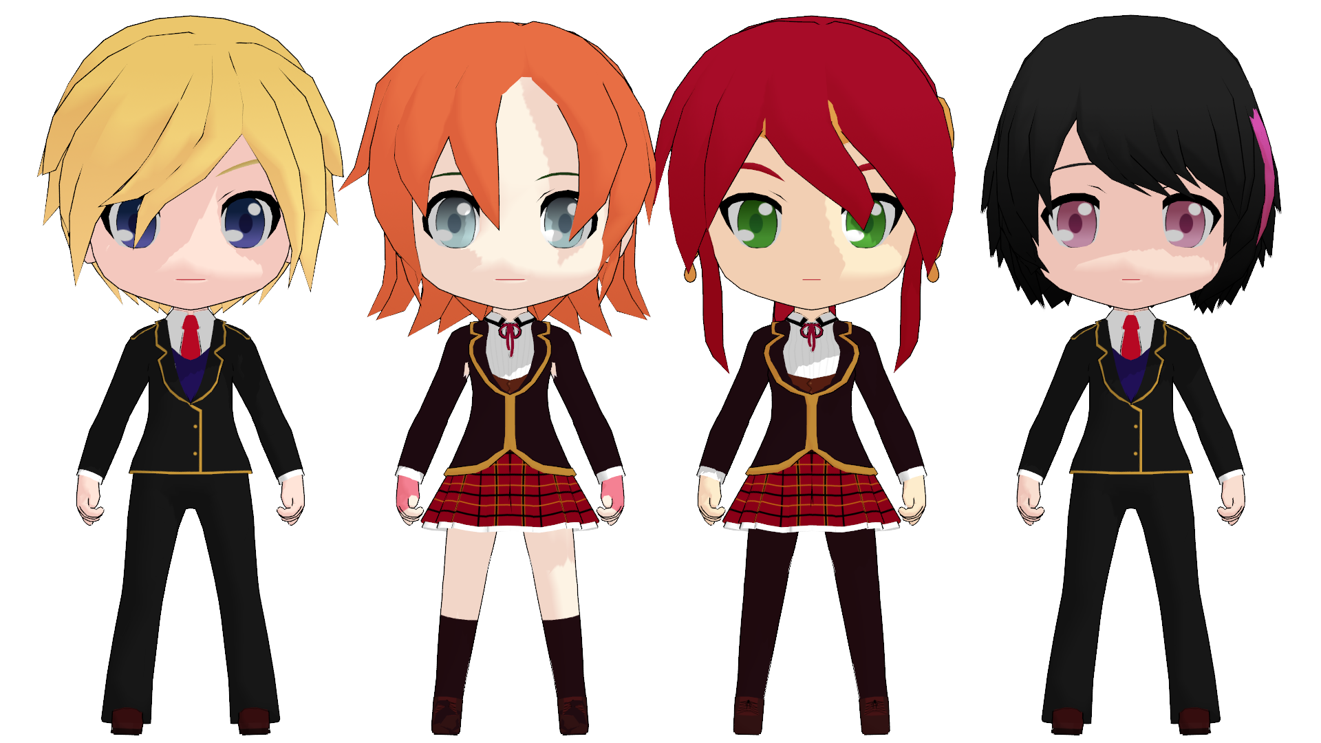 MMD Chibi Team JNPR in Beacon Uniforms DL by CelestCSilvari on DeviantArt