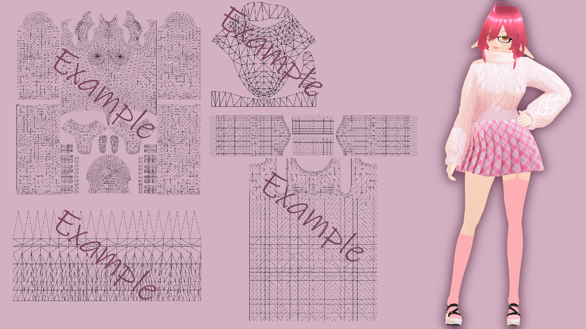 Vroid UV Maps DL+Pink by CelestCSilvari on DeviantArt