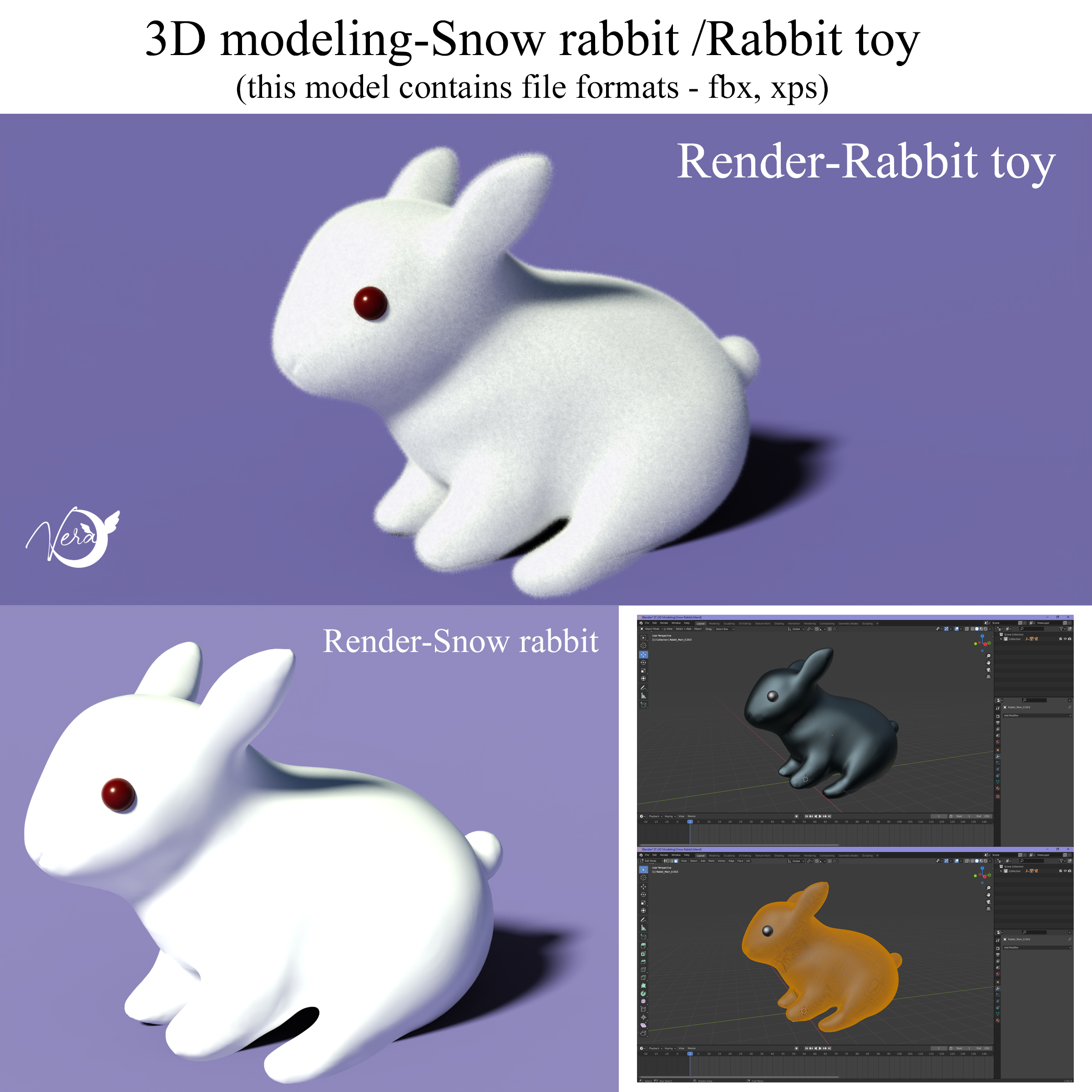 3D modeling-Snow Rabbit (fbx, xps) by Vera-White on DeviantArt