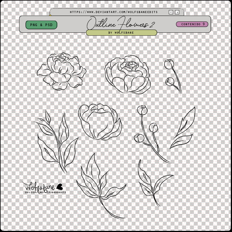 Outline Flowers 2 by WolfsbaneEdits on DeviantArt