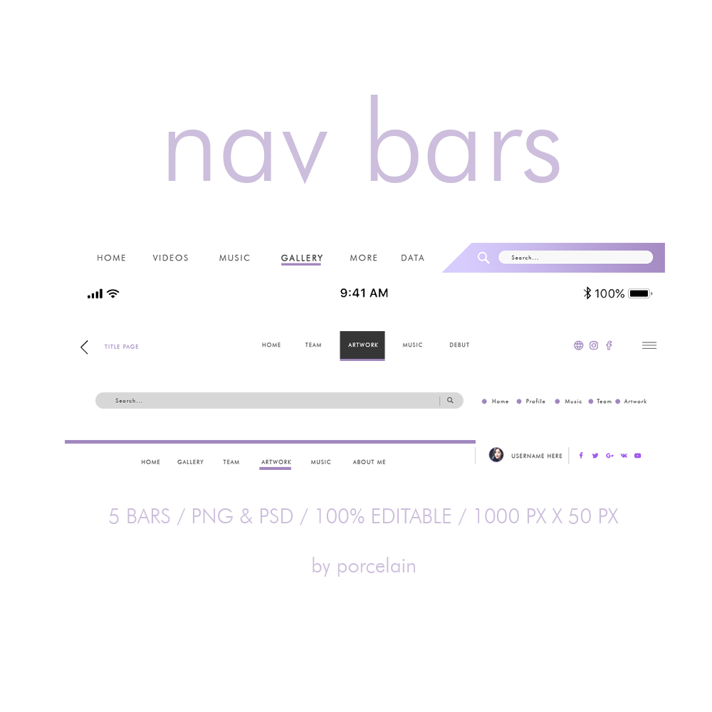 NAVIGATION BARS PSD AND PNG BY PORCELAIN by thatporcelain on DeviantArt